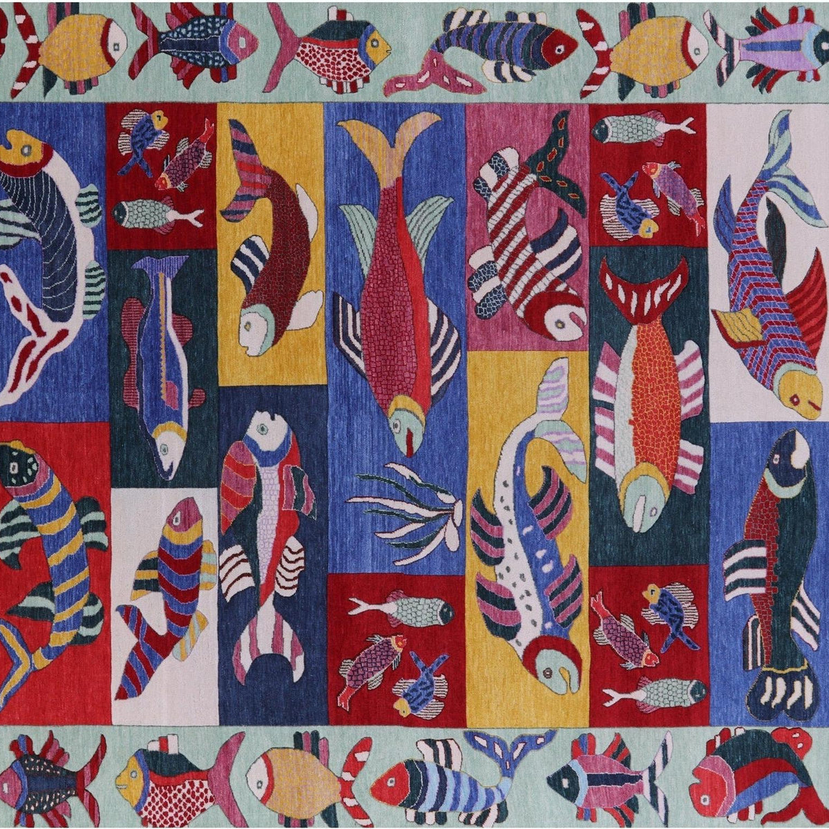 7' 10" X 10' 4" Gabbeh Fish Design Handmade Wool Rug – Manhattan Rugs